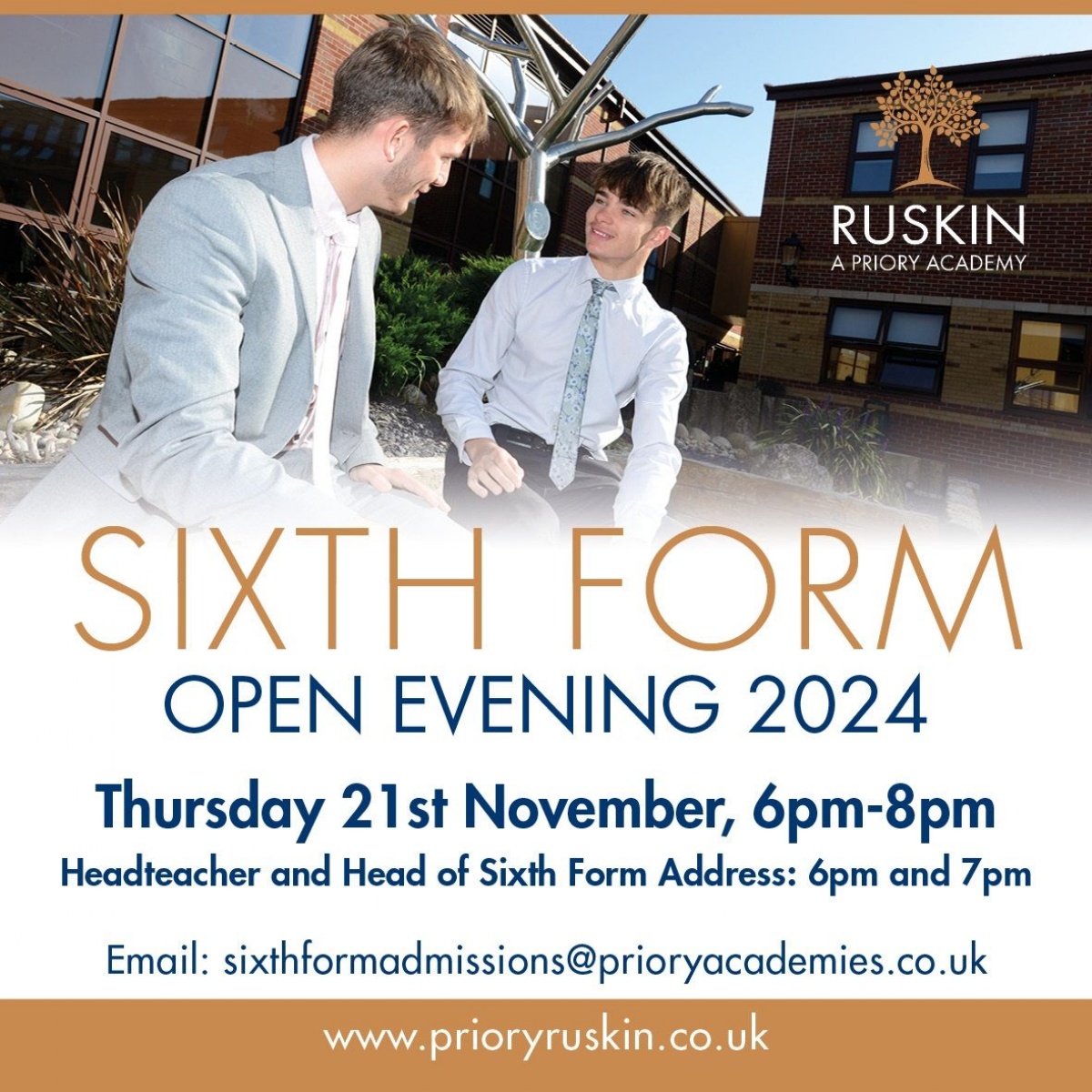 Priory Ruskin Academy - SIXTH FORM OPEN EVENING